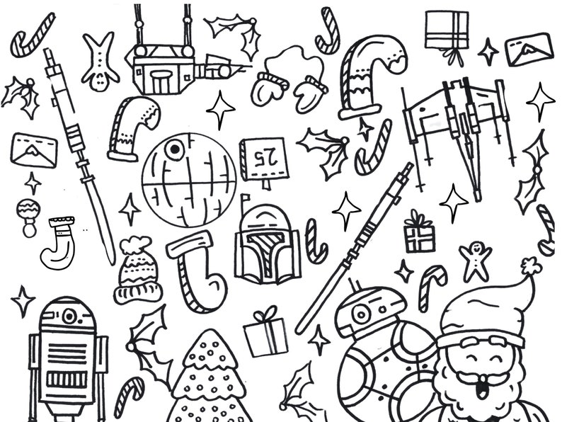 Christmas Coloring Page/ Holiday Kid's Coloring Activity/ Star Wars ...