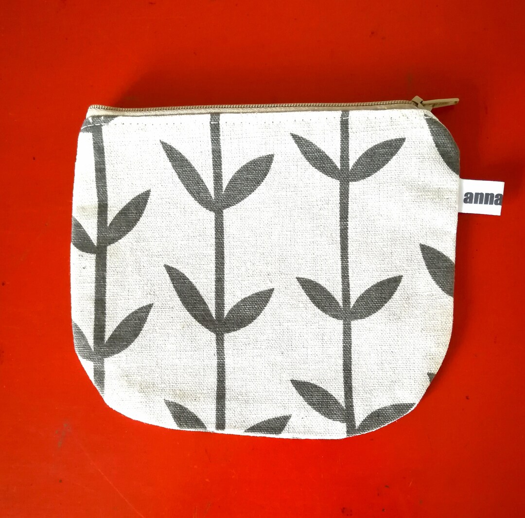 Leaf Stem Small Pouch: Skinny La Minx Fabric, Block Printed Lining - Etsy