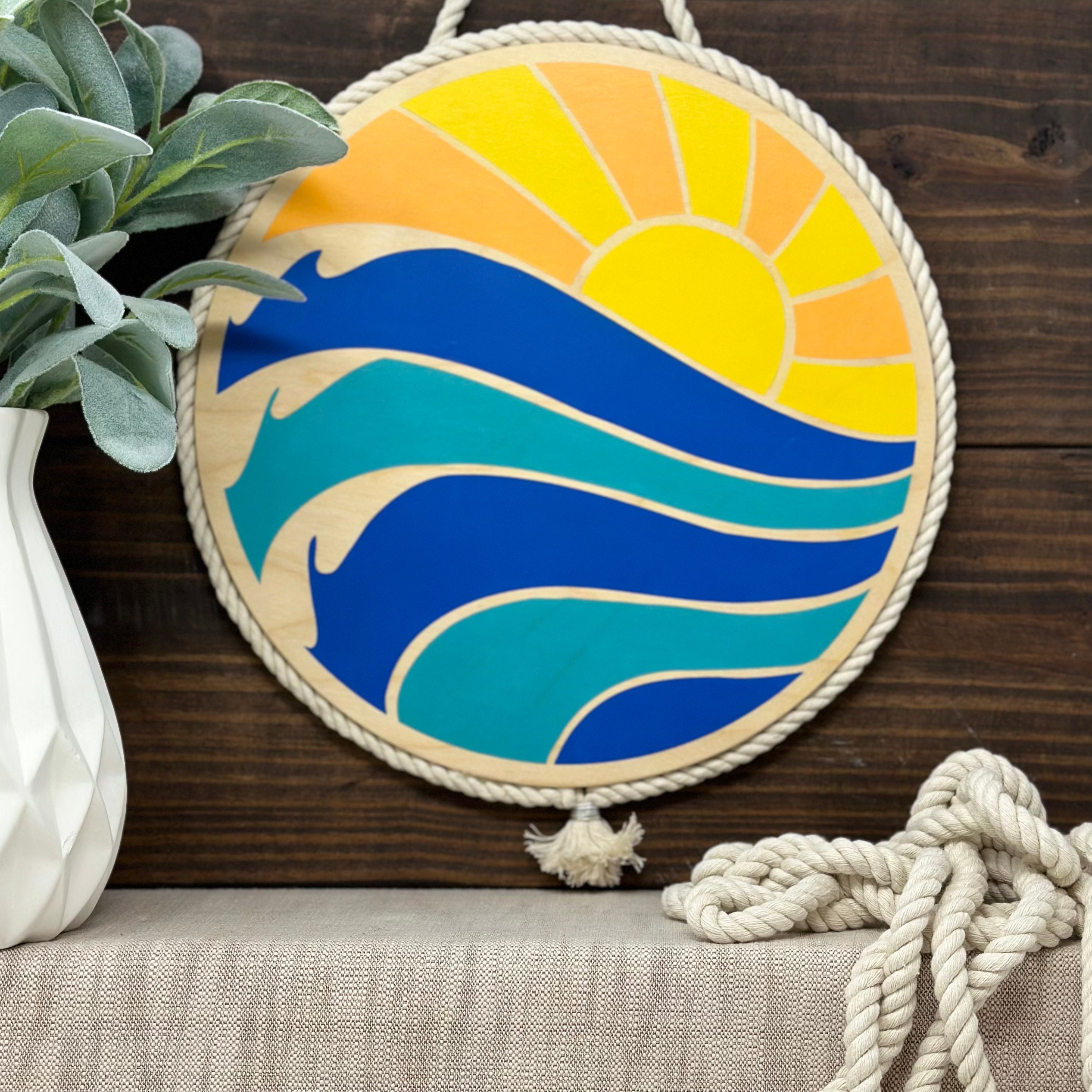 Round Ocean Waves Sign - Etsy