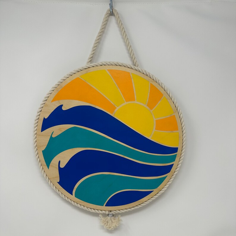 Round Ocean Waves Sign - Etsy