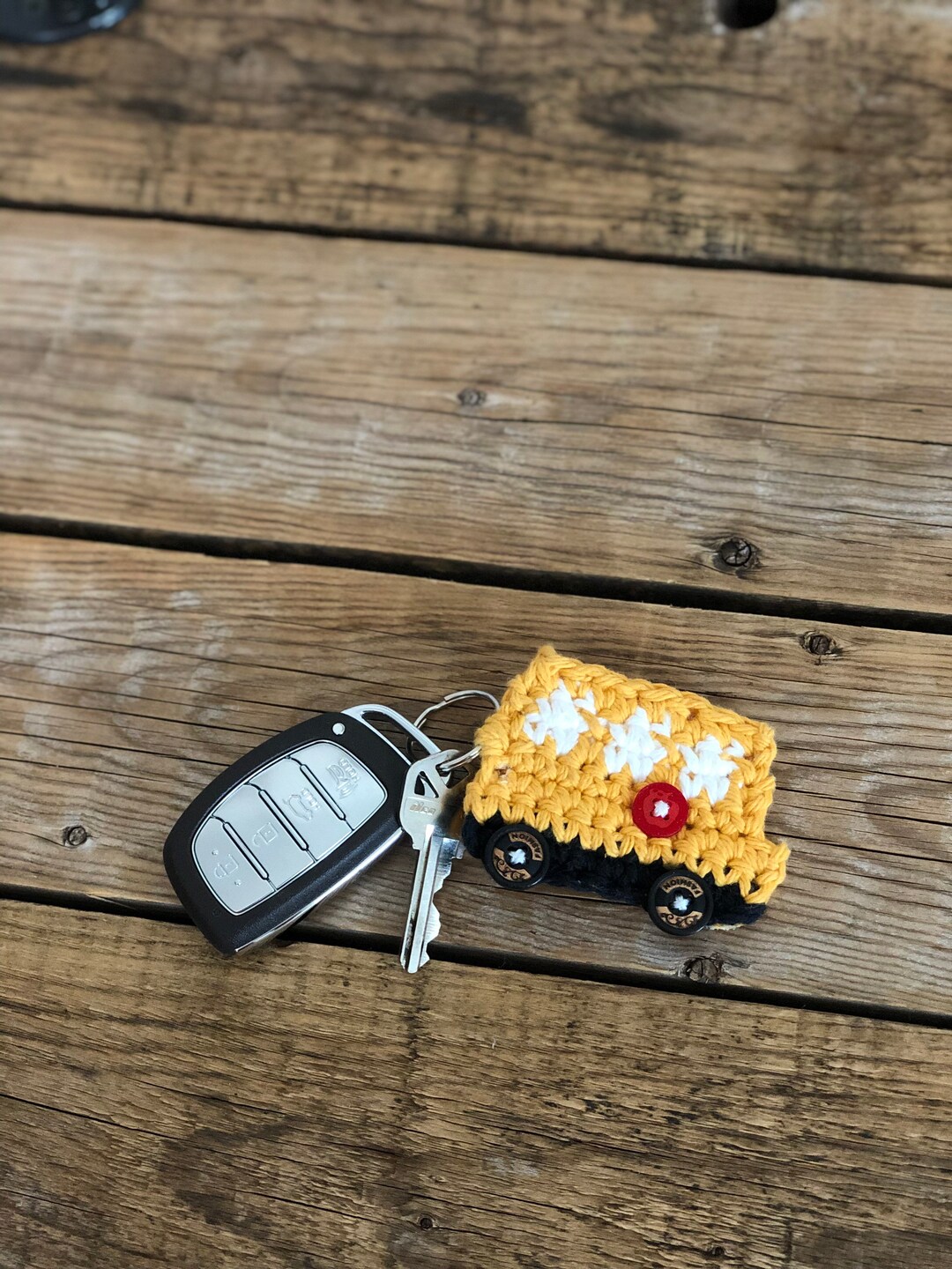Keychain/crocheted/handmade/school Bus Driver/yellow/stop Sign/wheels ...