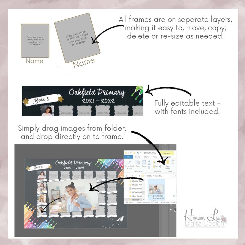 School Photo Template, School Portraits, Class of 2024, School Digital ...