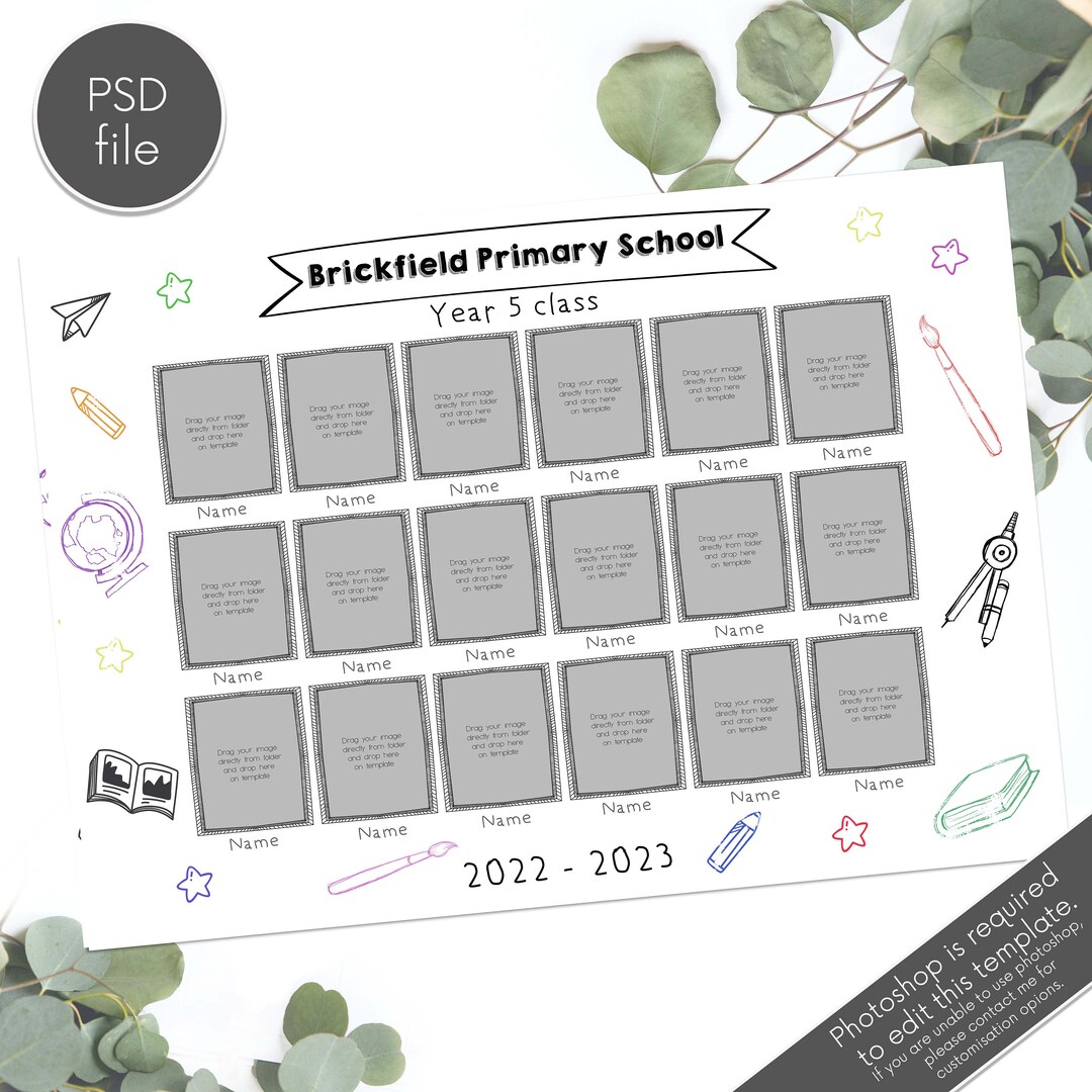 Class Photo Template, School Photo, Class of 2023, School Digital ...