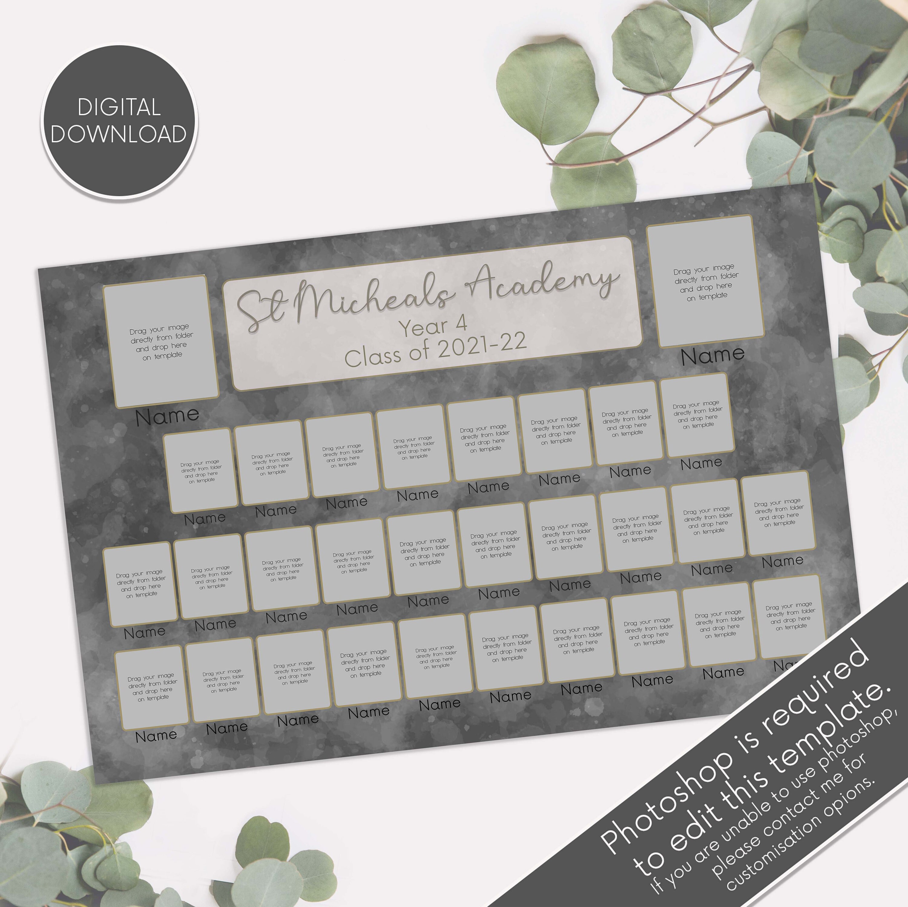 Class Photo Template, School Photo, Class of 2021, School Digital ...