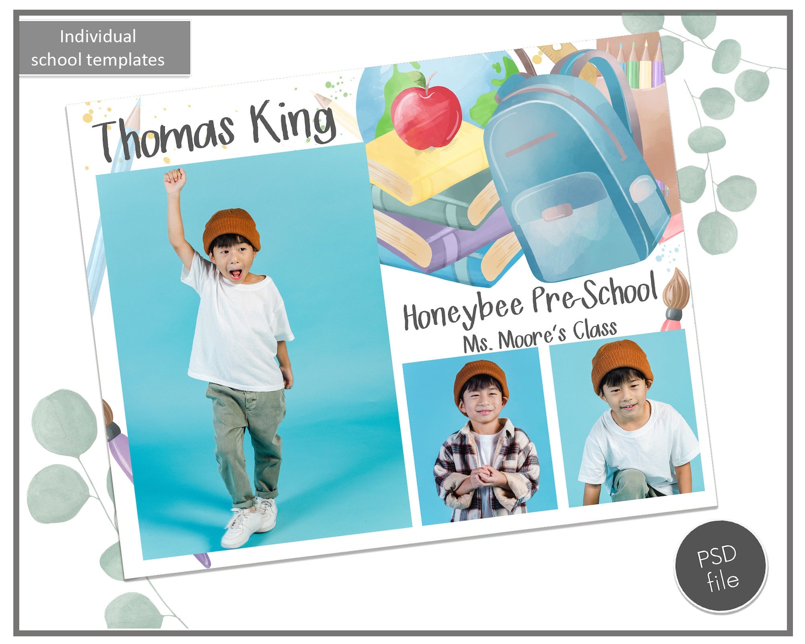 School Photo Template, School Portraits, Class of 2023, School Digital ...