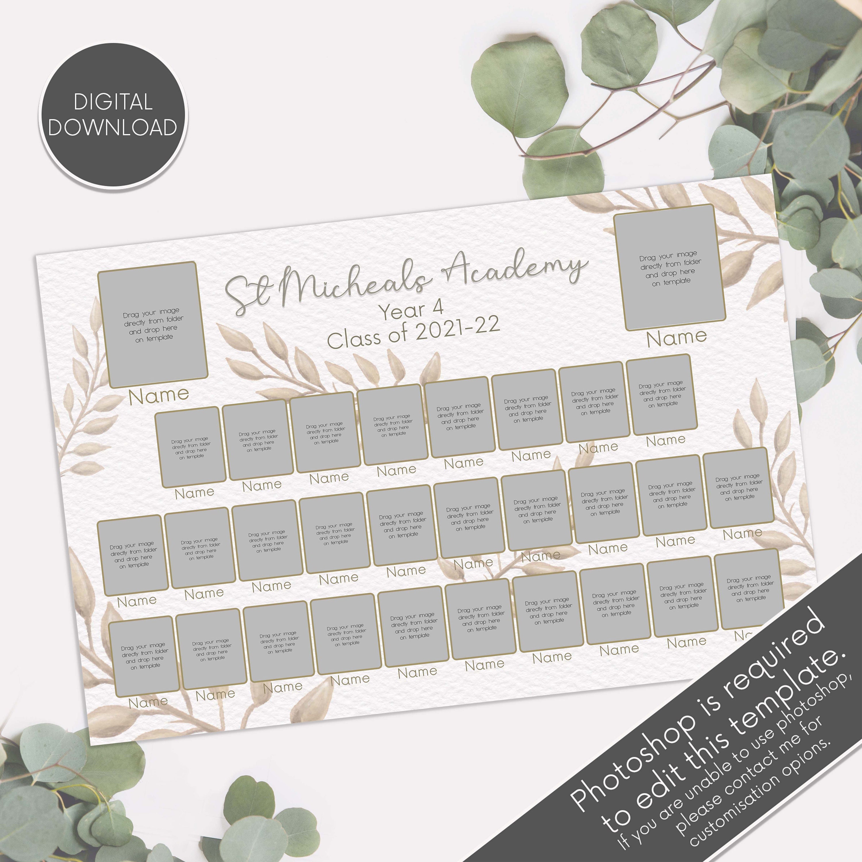 Class Photo Template, School Photo, Class of 2021, School Digital ...