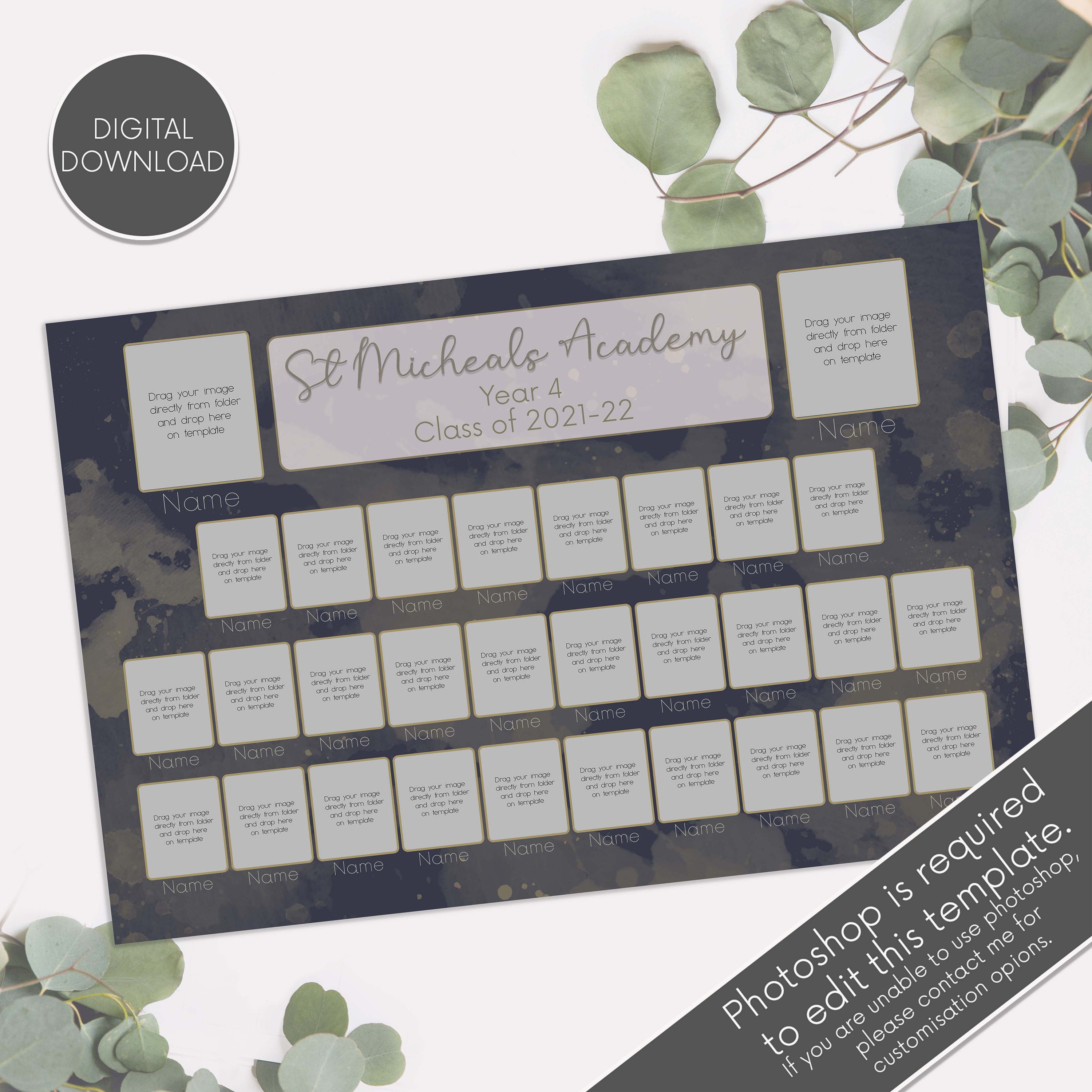 Class Photo Template, School Photo, Class of 2021, School Digital ...