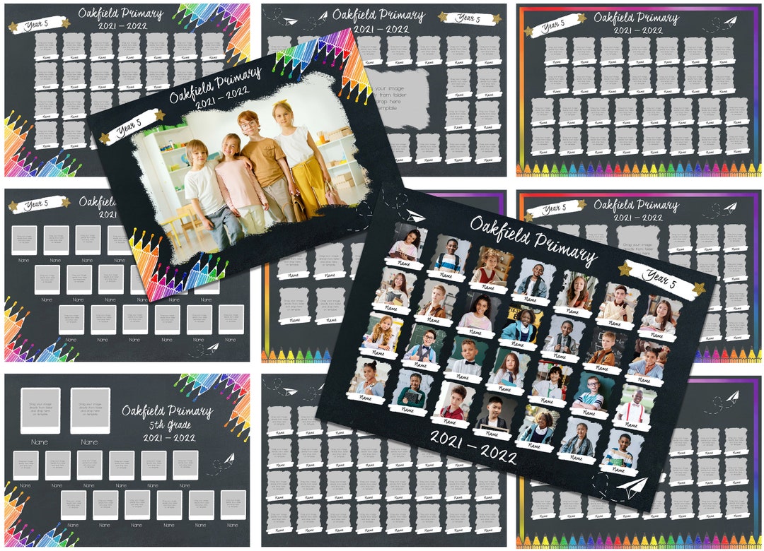 Class Photo Template, Set of 12 Designs, School Photo, Class Photos ...