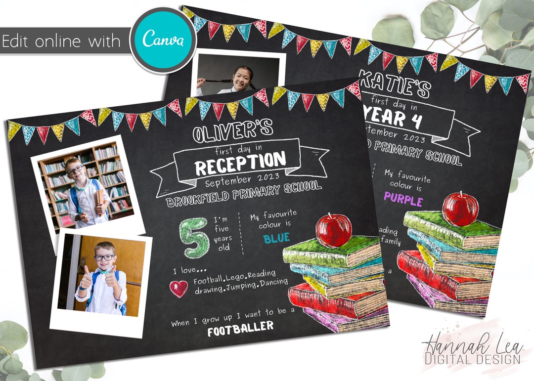 Back to School, My First Day, School Chalkboard, Back to School Digital ...