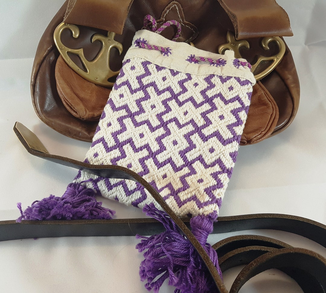 Medieval Embroidered Coin Purse 14th Century, Purple White Almoner RPG ...