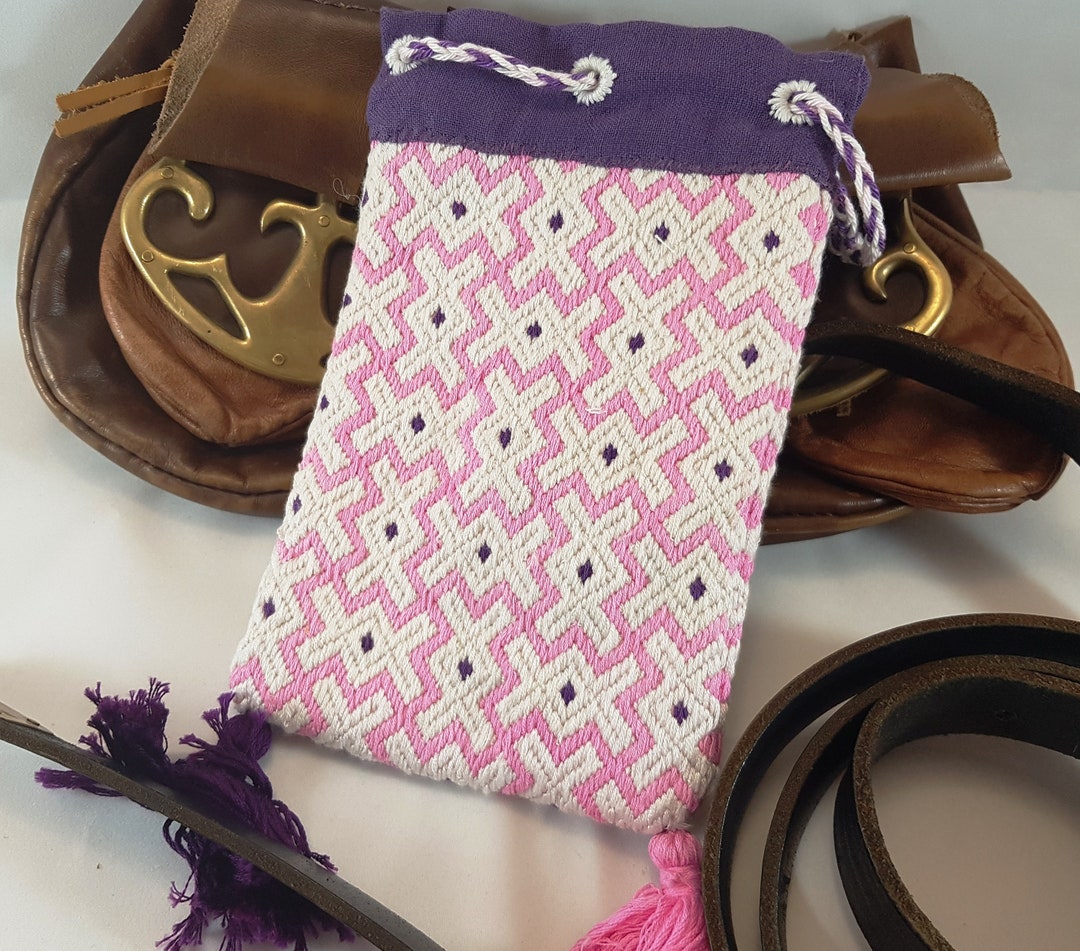 Medieval Embroidered Coin Purse 14th Century, Purple Pink White Almoner ...