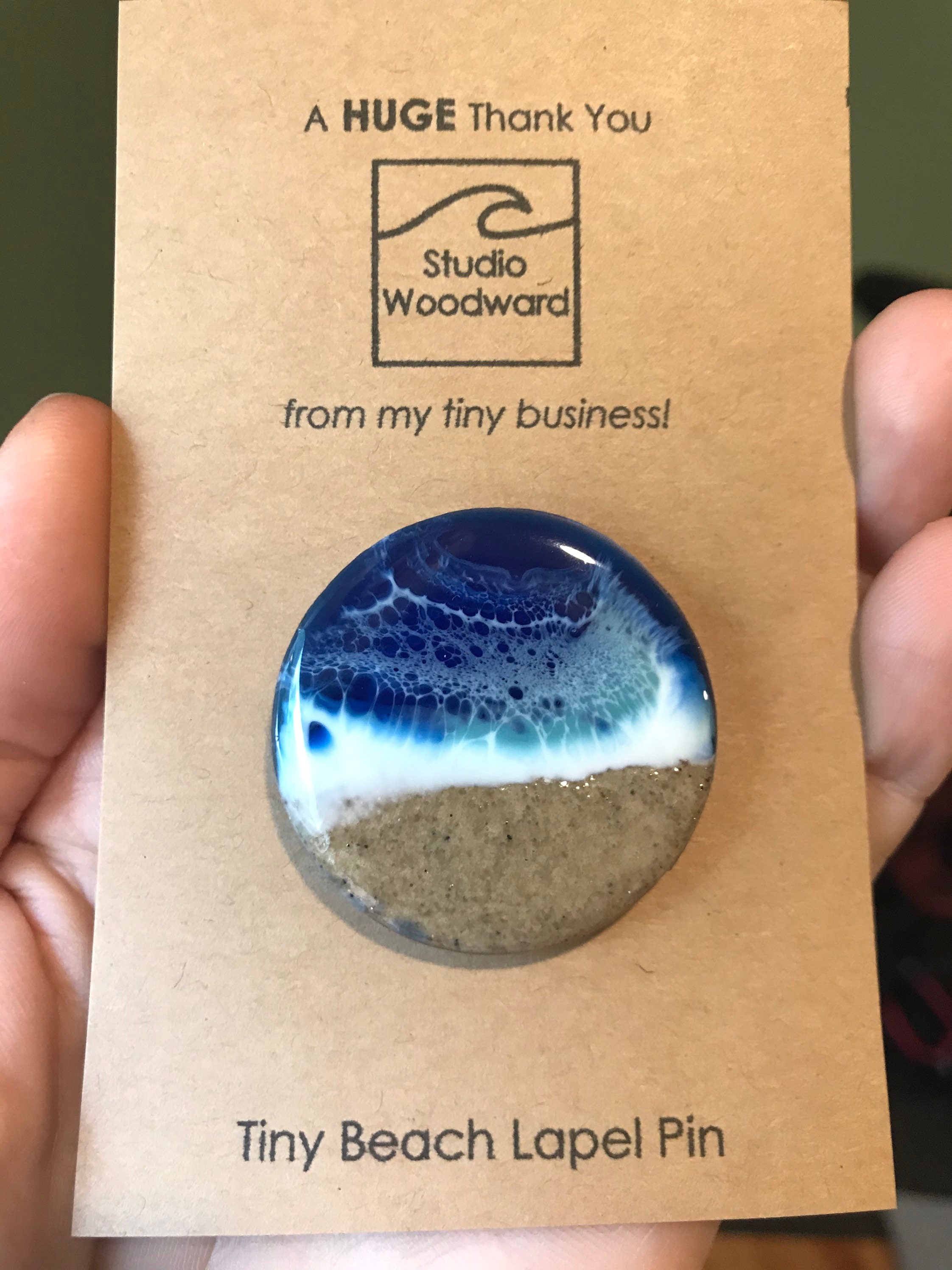 Tiny Beach lapel pin ocean scene with waves backpack pin | Etsy