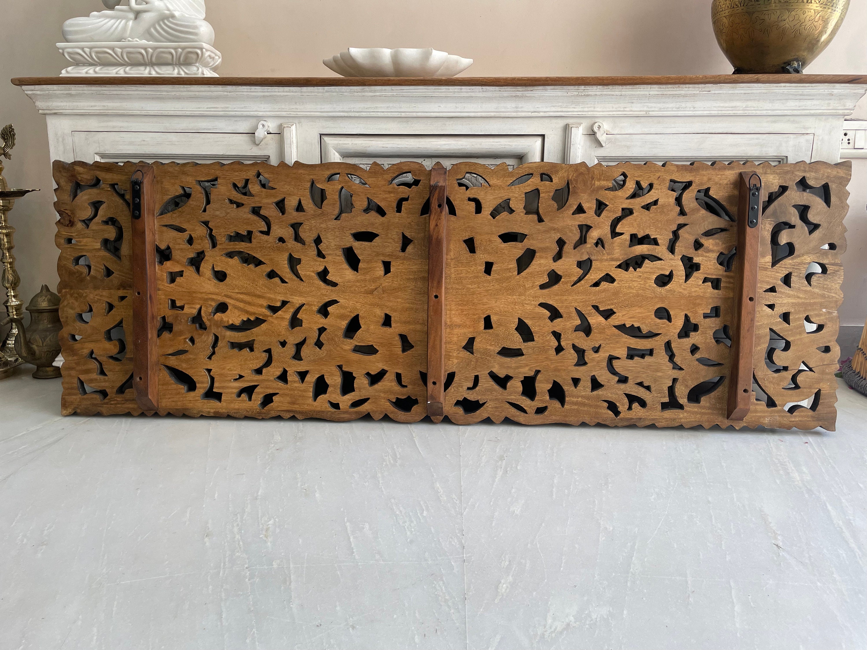 Wooden Wall Hanging, Hand Carved Indian Wall Panel, Mandala Wood ...