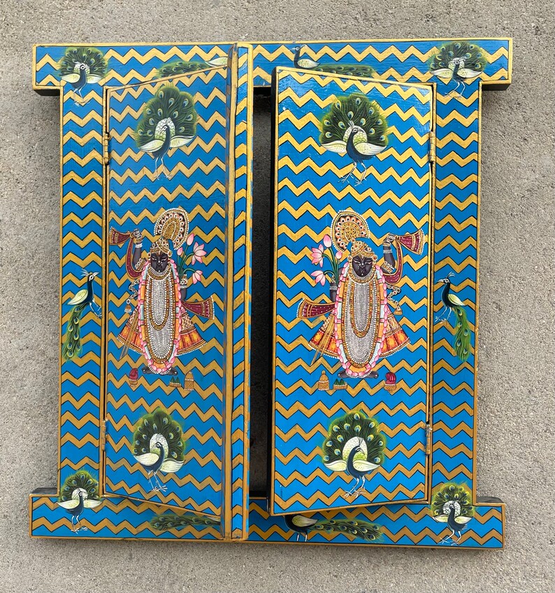 Wooden Window With Indian Miniature Painting, Hand Painted Pichwai ...