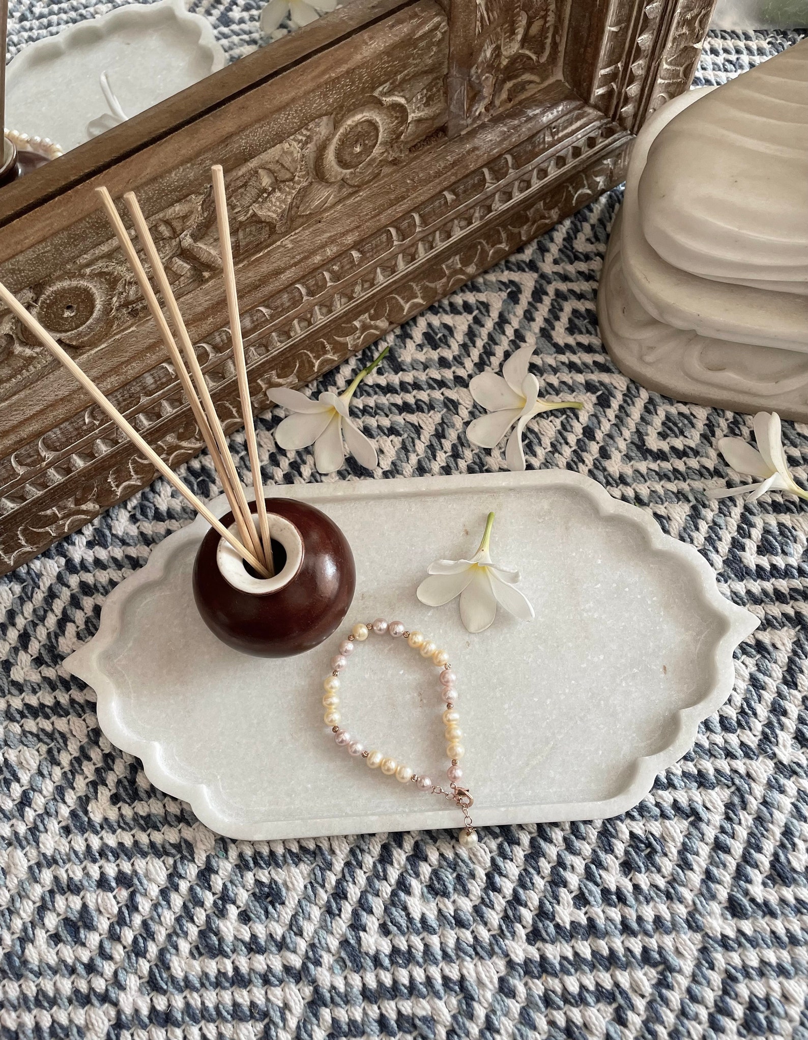 Pure White Marble Urli Decorative Flower Marble Plate - Etsy