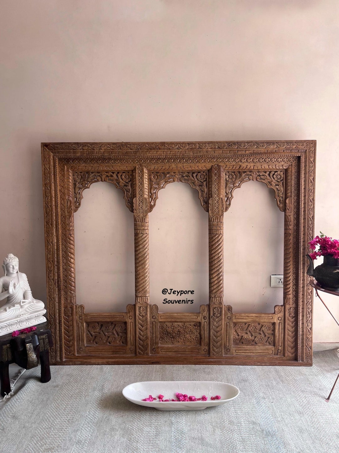 Indian Jharokha Mirror/frame, Triple Arch Frame, Handcarved Wooden ...