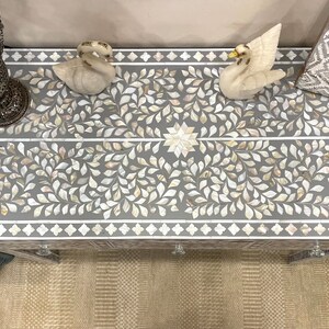 Mother of Pearl Inlay Vanity Console With Matching Stool , Console ...