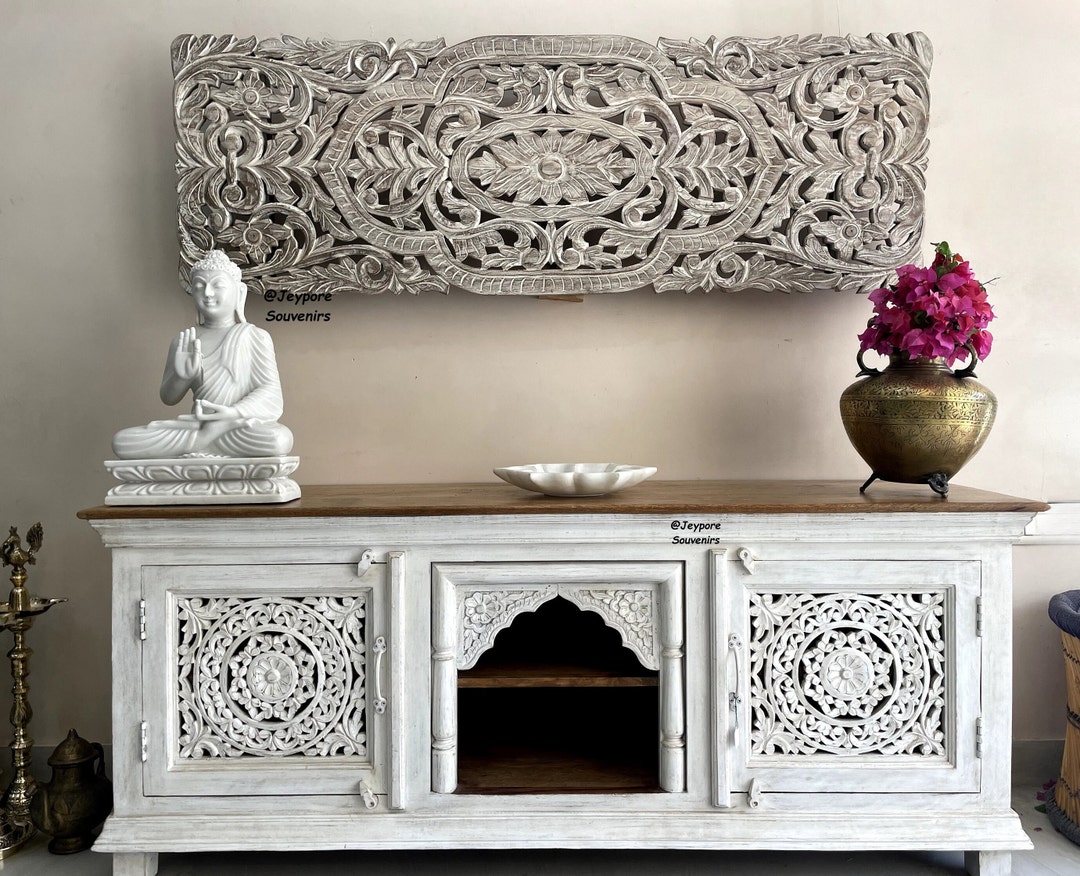 Wooden Wall Hanging, Hand Carved Indian Wall Panel, Mandala Wood ...