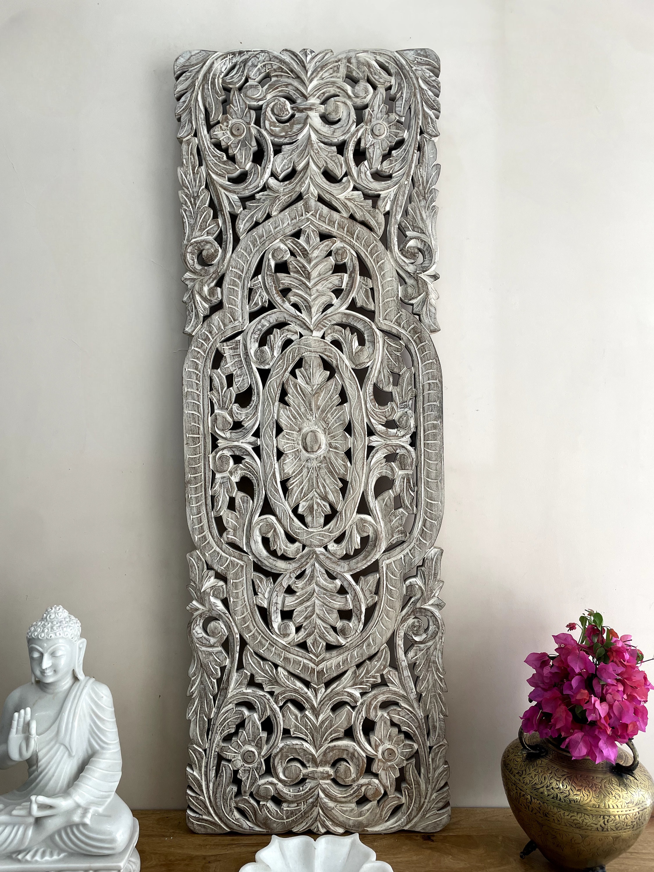 Wooden Wall Hanging, Hand Carved Indian Wall Panel, Mandala Wood ...
