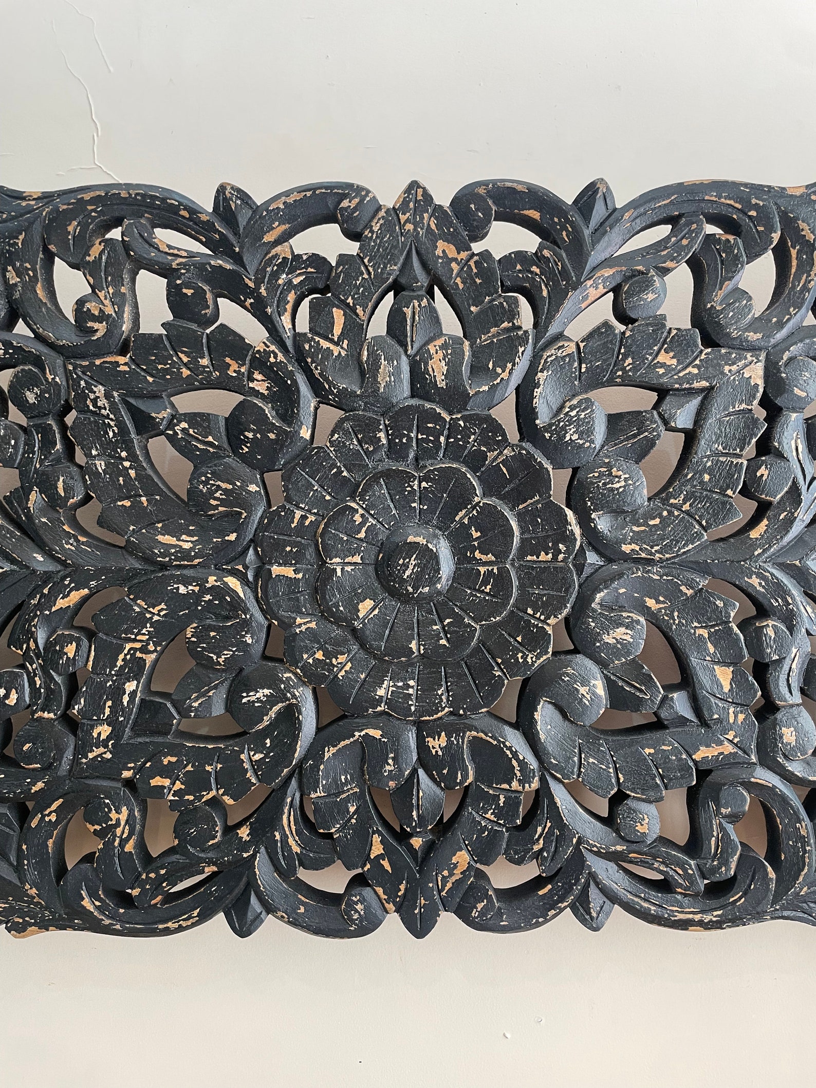 Wooden Wall Hanging, Hand Carved Indian Wall Panel, Mandala Wood ...
