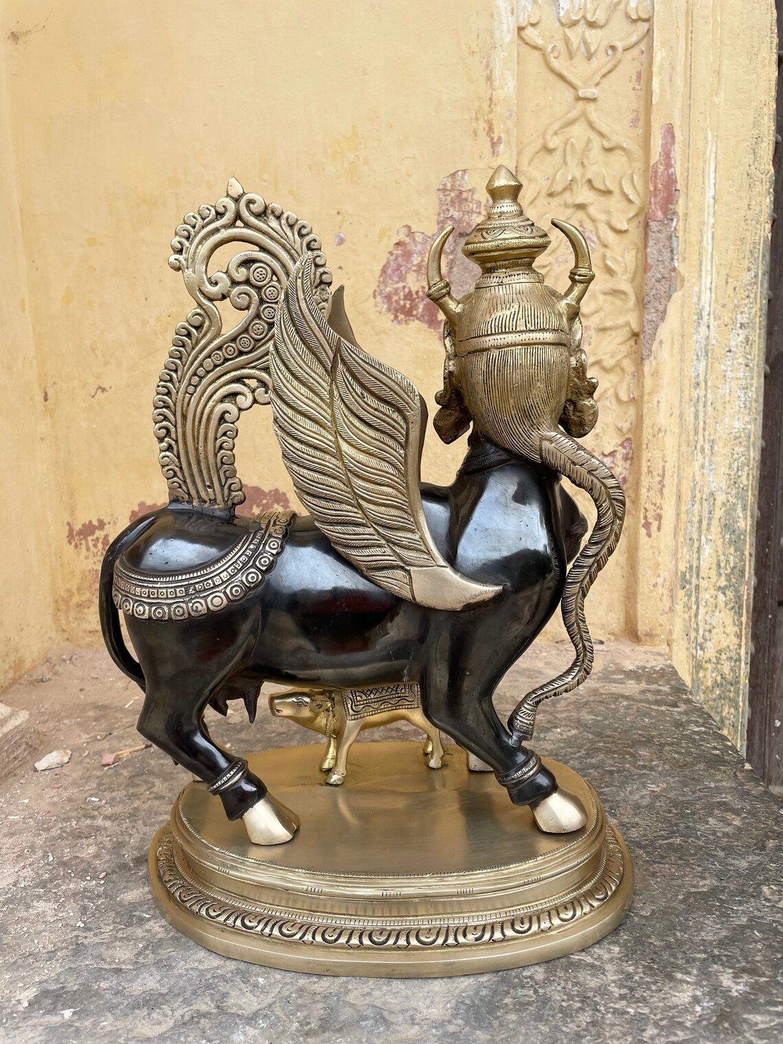 Brass Kamdhenu Cow Statue Holy Hindu Cow Sculpture Brass - Etsy