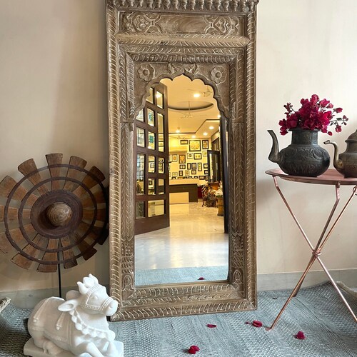 Hand Carved Wooden Mirror & Damchiya Handcarved Indian - Etsy