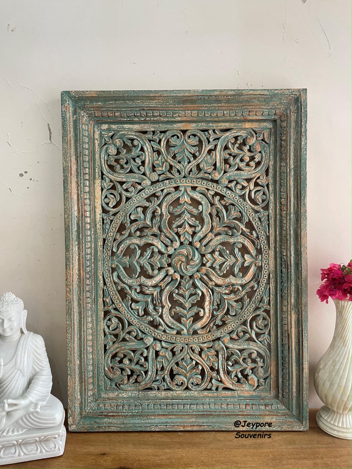 Wooden Wall Hanging, Hand Carved Indian Wall Panel, Wooden Wall Art ...