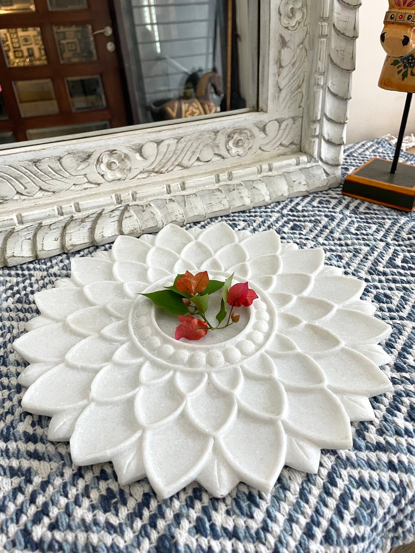 Pure White Marble Urli Decorative Flower Marble Plate - Etsy