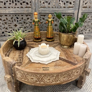 Boho Chakki Table, Vintage Handcarved Indian Grinder Table Decor ...