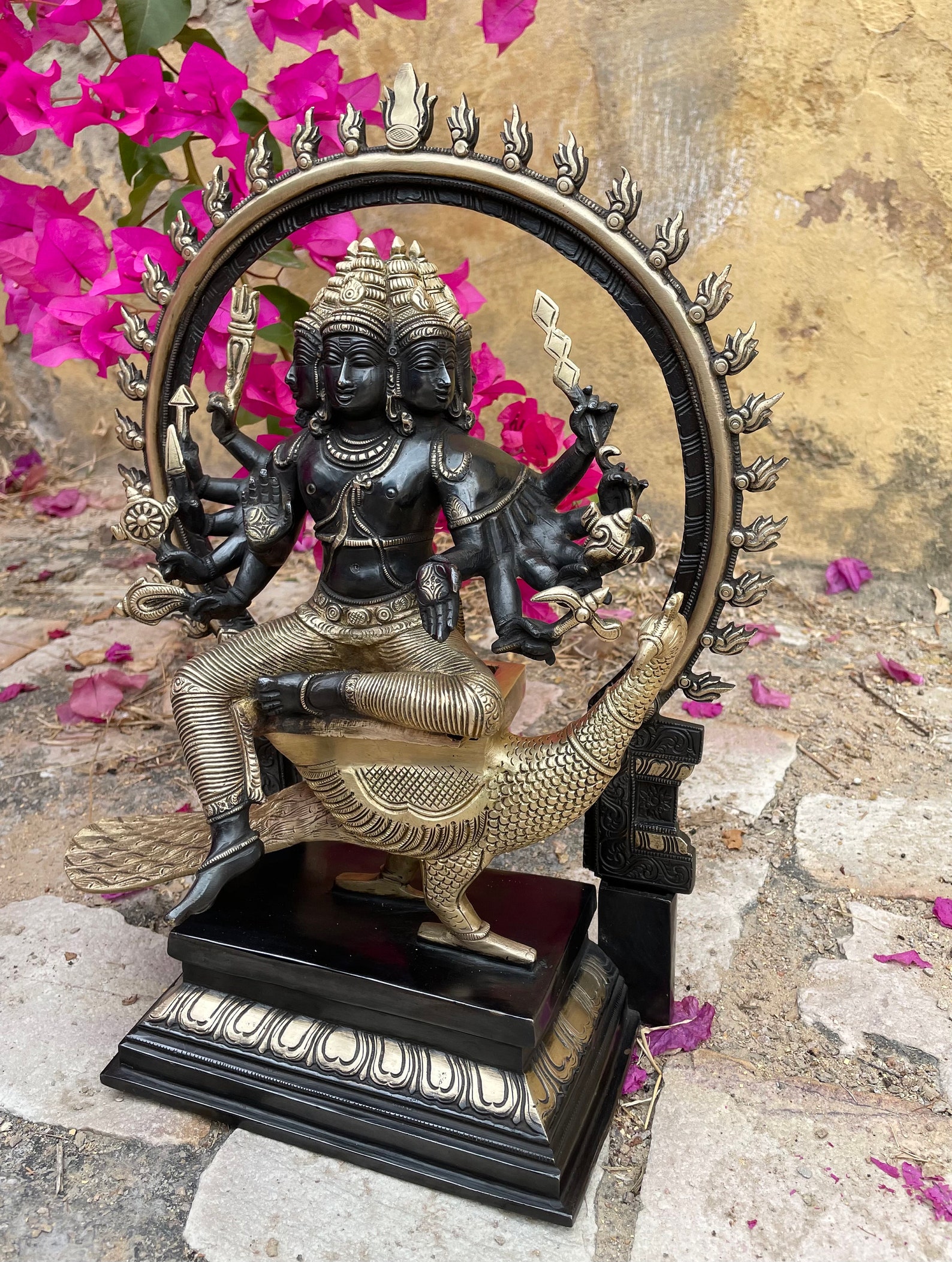 Six Headed Lord Murugan Brass Statue , Kartikeya Idol in Brass ...