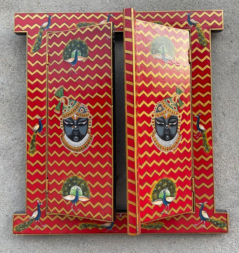 Wooden Window With Indian Miniature Painting, Hand Painted Pichwai ...