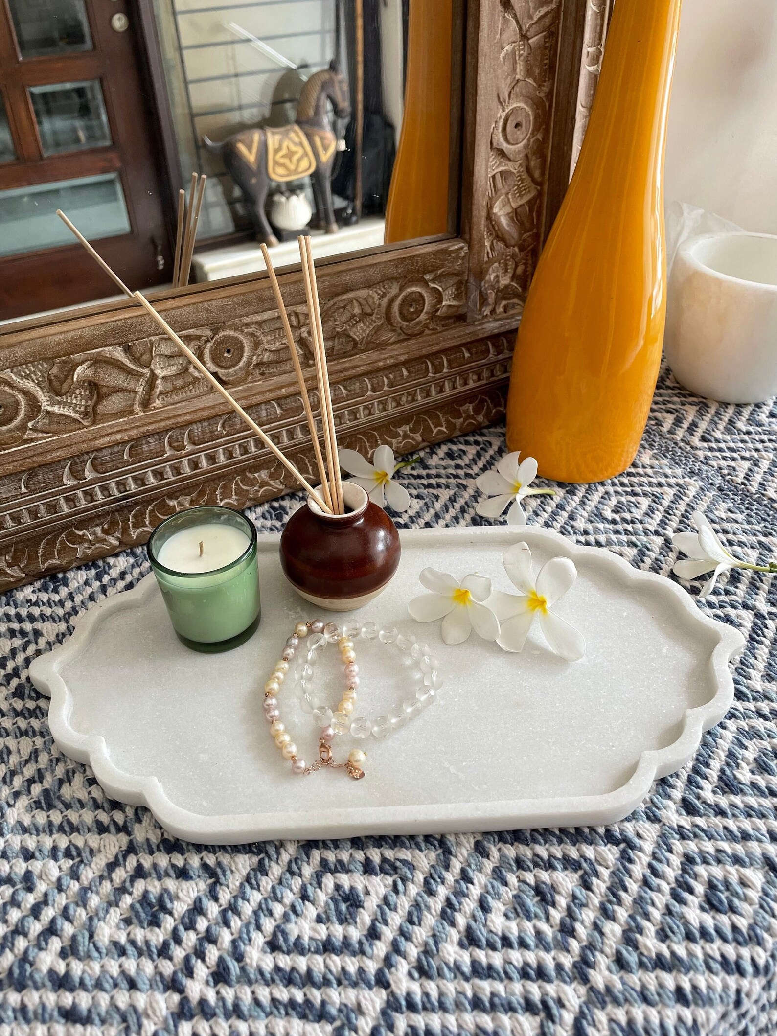 Pure White Marble Urli Decorative Flower Marble Plate - Etsy