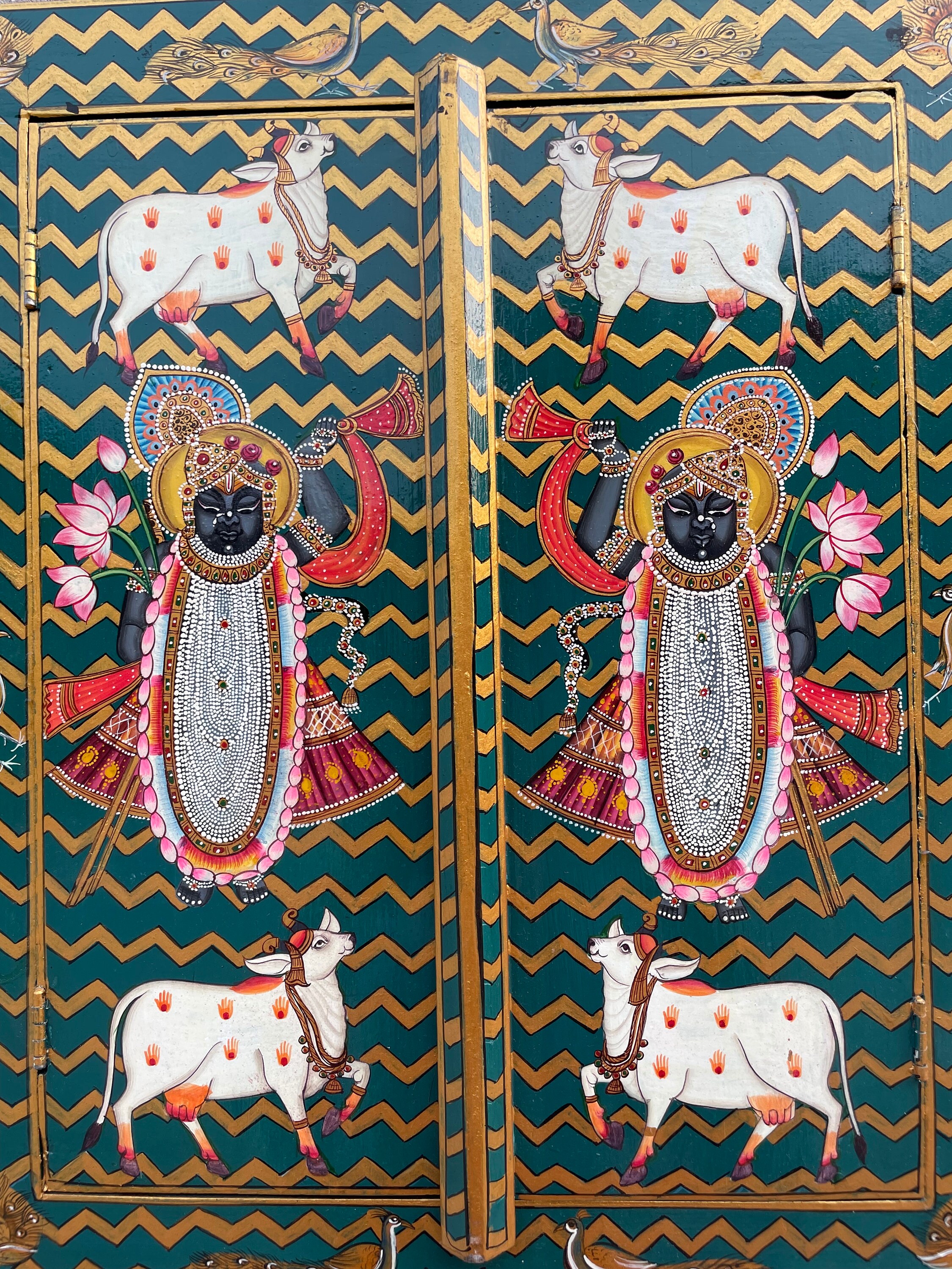 Wooden Window With Indian Miniature Painting, Hand Painted Pichwai ...