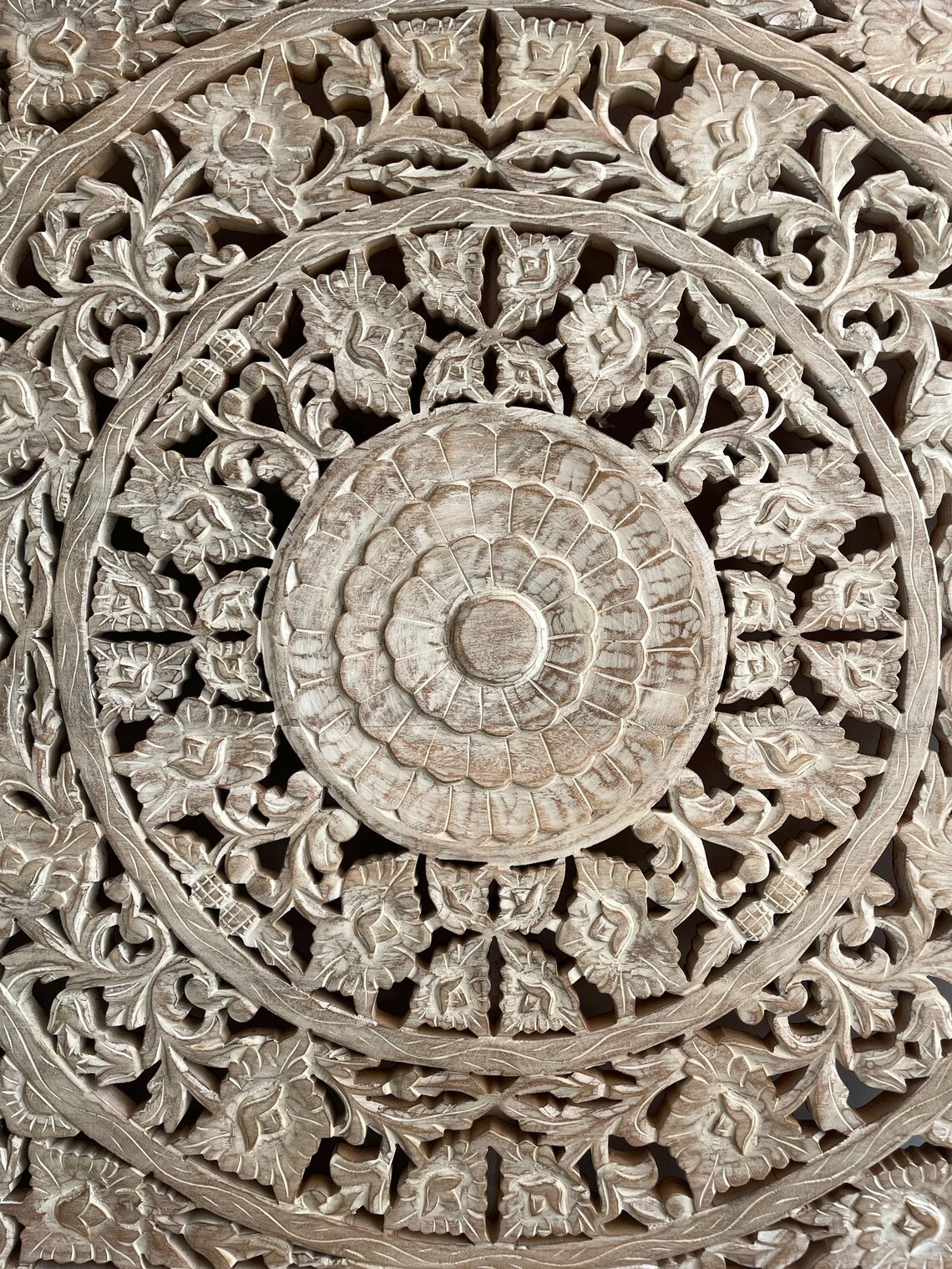 Wooden Wall Hanging With Mandala Pattern, Hand Carved Indian Wall Panel ...