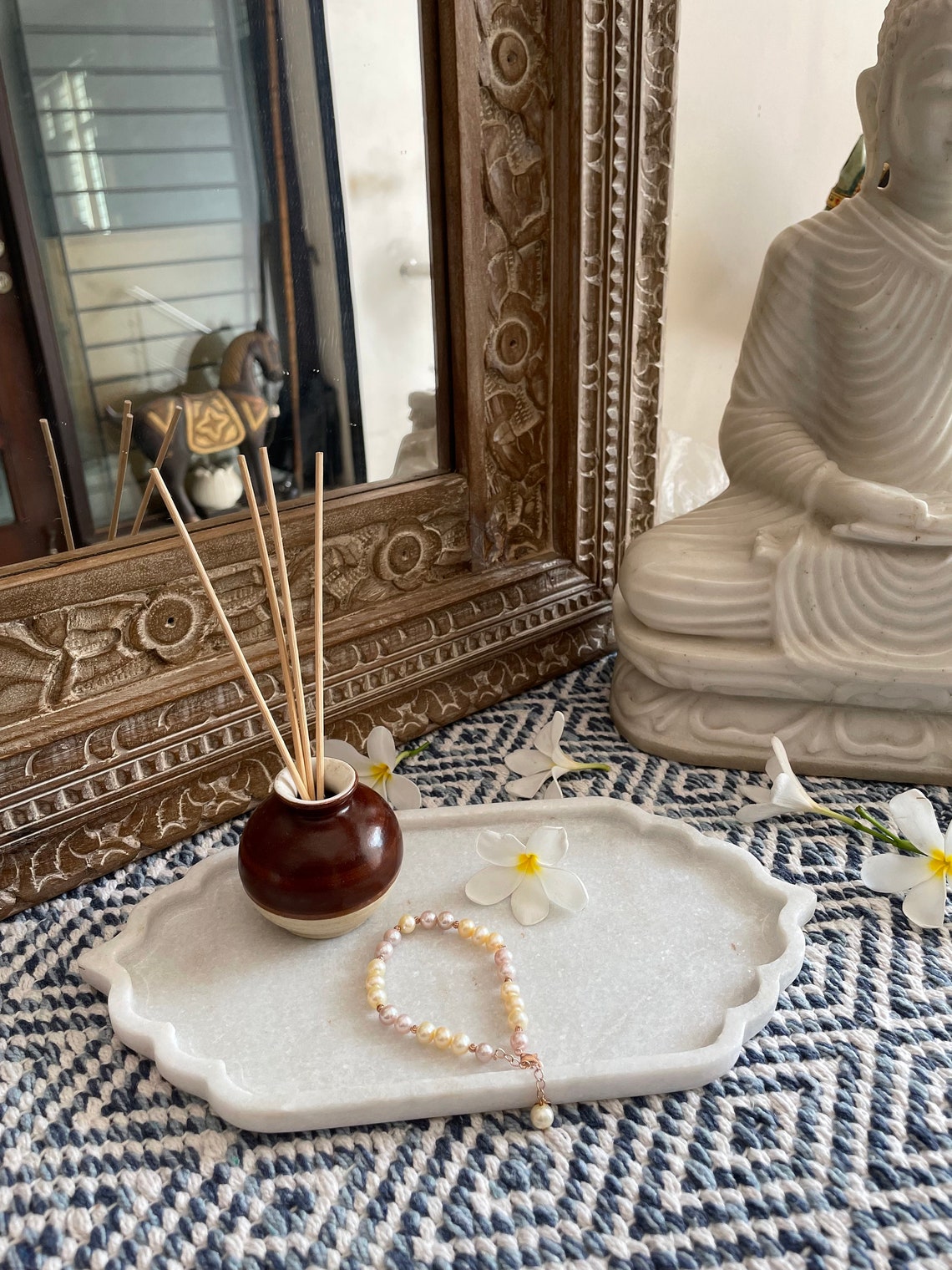 Pure White Marble Urli Decorative Flower Marble Plate - Etsy