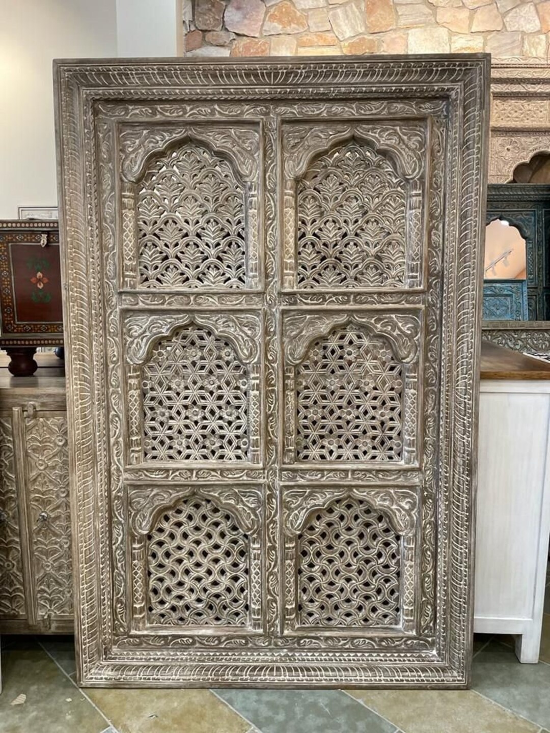 Indian Hand Carved 6 Jharokha Frame, Wooden Frame in Distressed Rustic ...