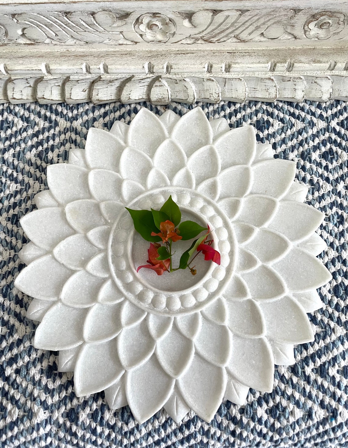 Pure White Marble Urli Decorative Flower Marble Plate - Etsy