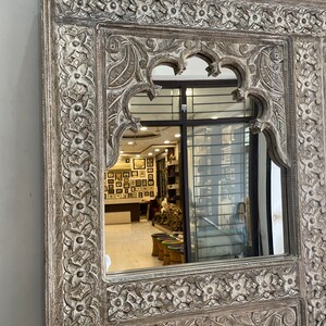 Indian Hand Carved 4 Jharokha Mirror, Wooden Frame in Distressed Rustic ...