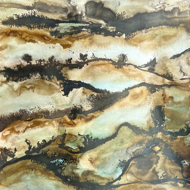 Abstract Watercolor and Acrylic Ink Original Painting on Paper 12x12 ...