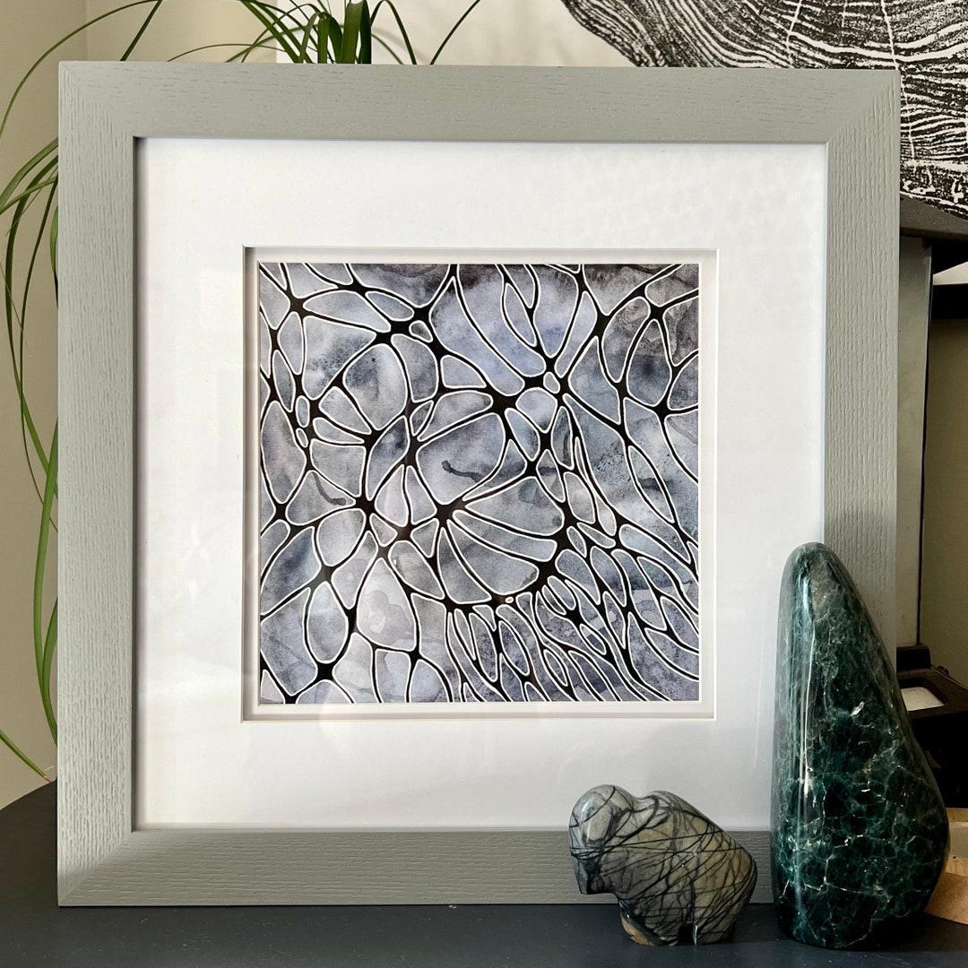 8x8 Framed Abstract Watercolor Line Art Print - Etsy