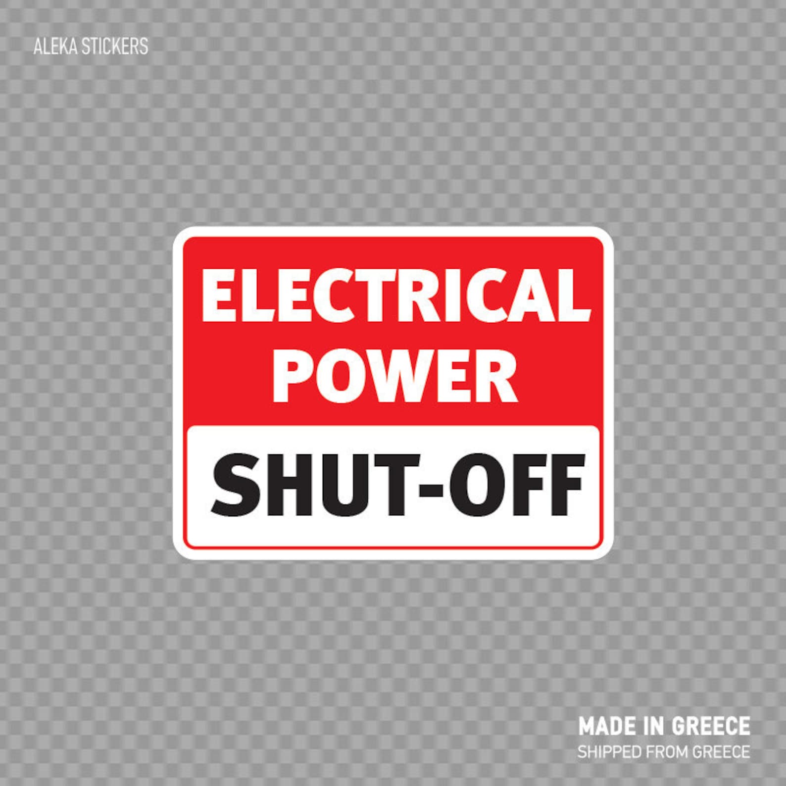 Decal Sticker Electrical Power Shut-off Electricity Safety Sign Top ...