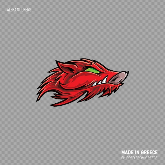 Decal Sticker Razorback Red Wild Pig Head Angry Brutal Full | Etsy