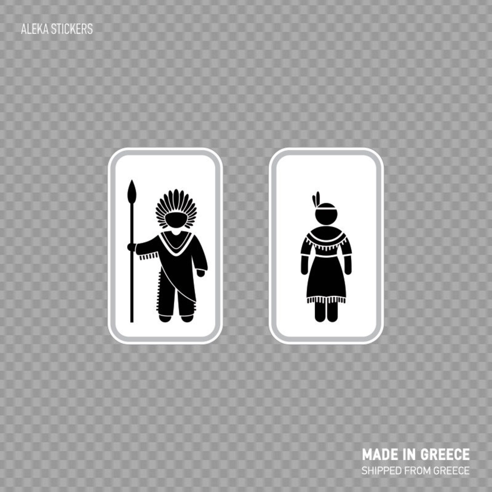 Decal Sticker Wc Restrooms Sign Red Indian Native Man Woman Toilet ...