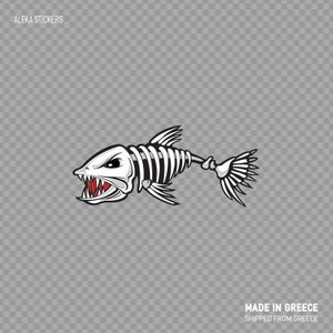 Decal Sticker Fish Skeleton Bones Fishing Store Decoration Freshwater ...