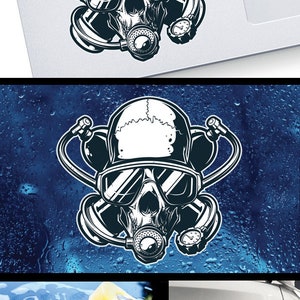 Decal Sticker Scuba Skull Dead Diver Death Diving in Deep Sea ...