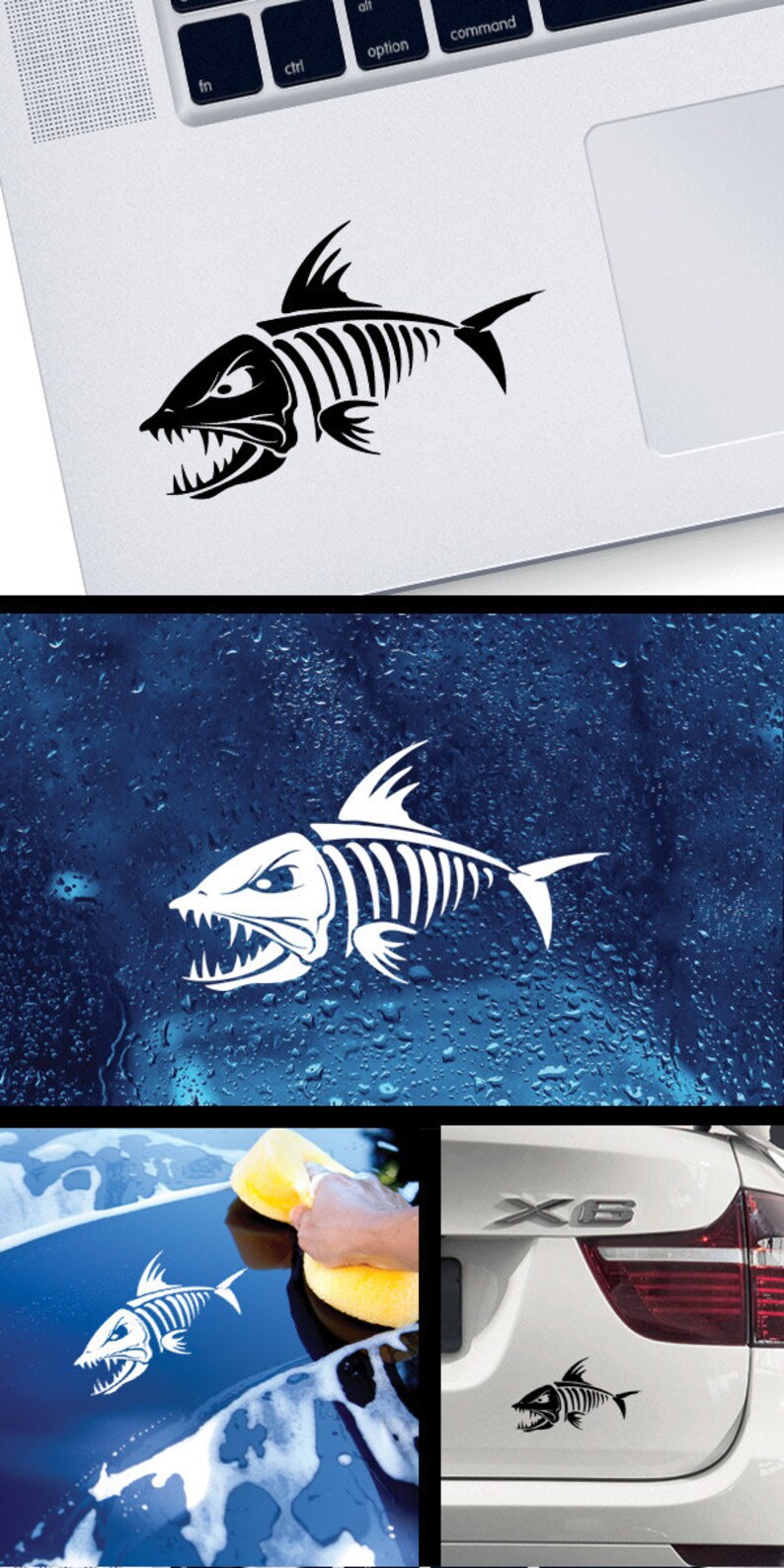 Decal Sticker Skeleton Fish Bones Boat Fishing Store - Etsy