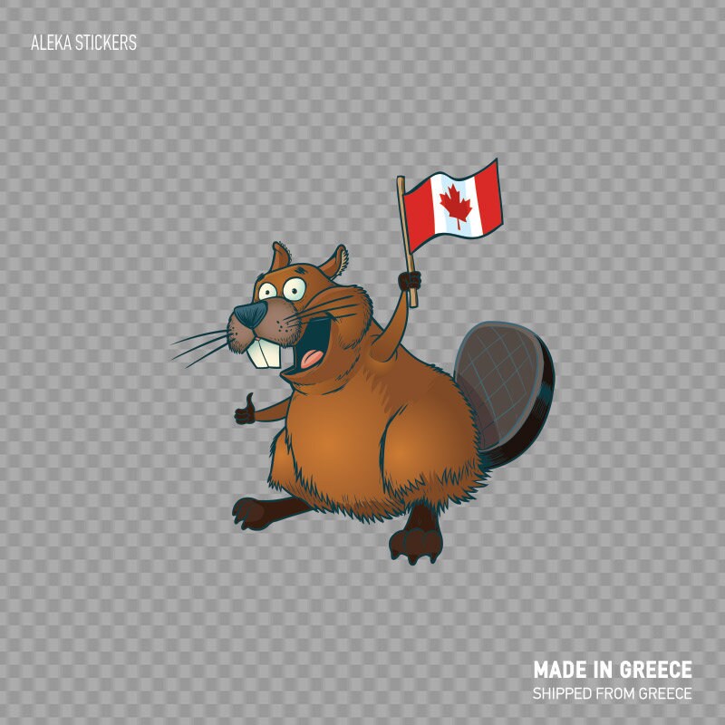 Decal Sticker Canadian Beaver With Flag Smile Nature X5652 - Etsy