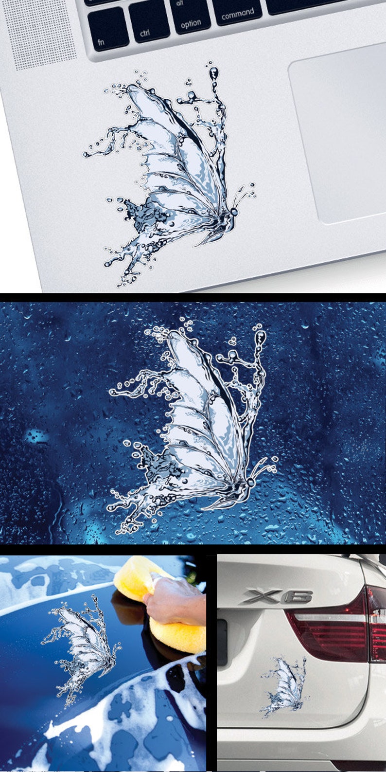 Decal Sticker Water Splash Butterfly Fly Freedom Spring Fantasy Top ...