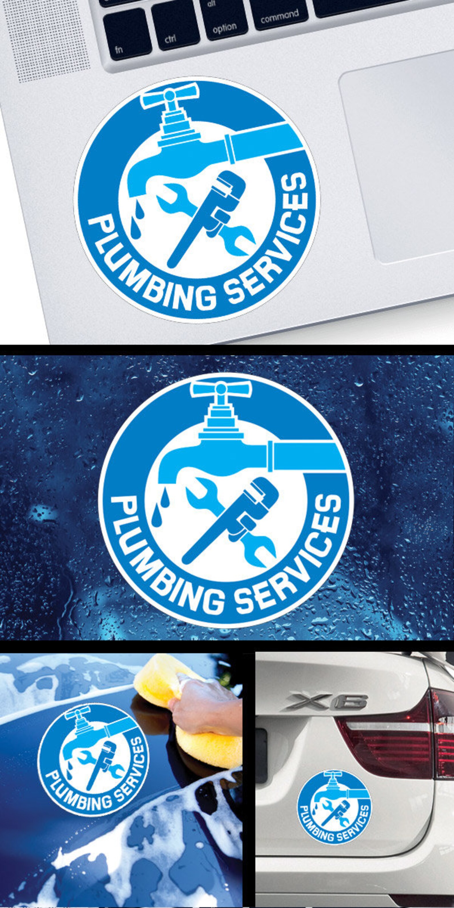 Decal Sticker Plumbing Services Sign Pipes Valves Plumbing Fixtures ...
