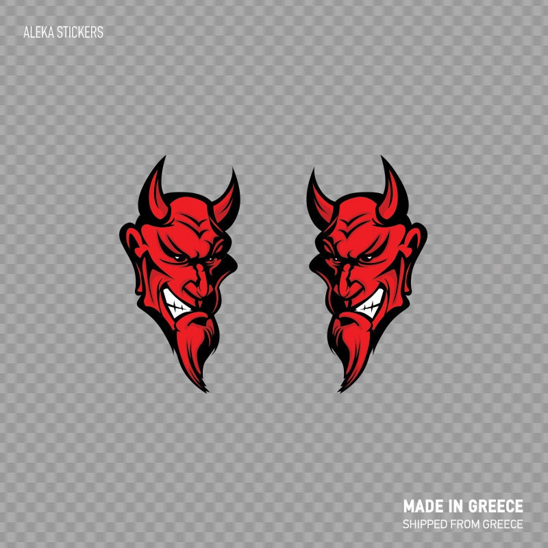 Decal Sticker Pair of Devil Evil Satan Hell Diabolic Malicious Red ...